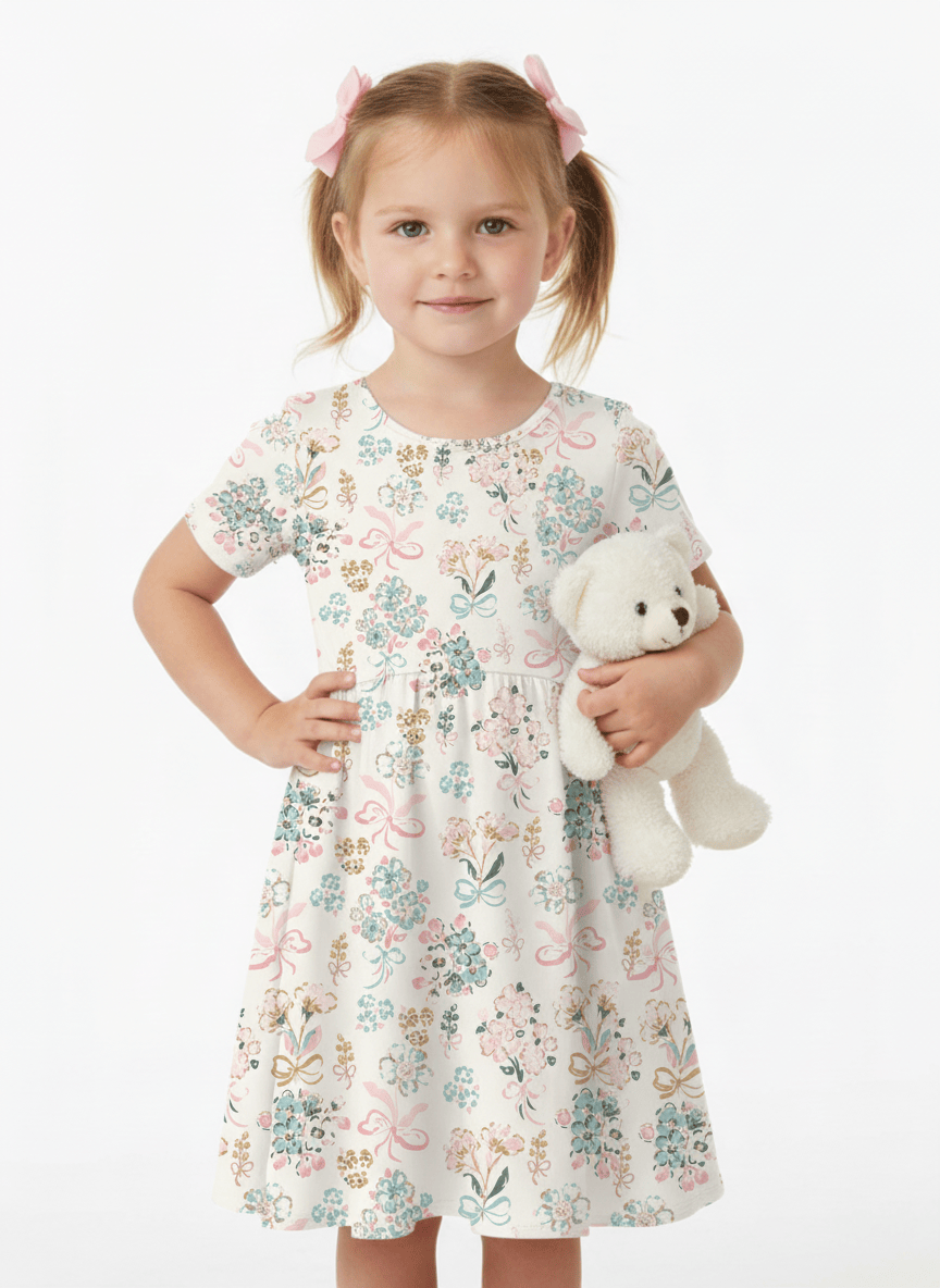 [Pre Order] Springtime Edit Ribbon Meadows - Girls Short Sleeve Bamboo ...